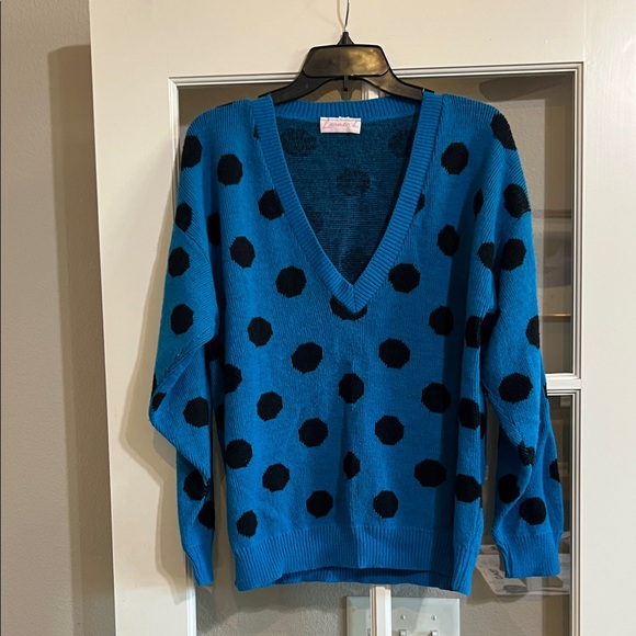 David Lerner | Sweaters | David Lerner Vneck Sweater In Blue With Black ...